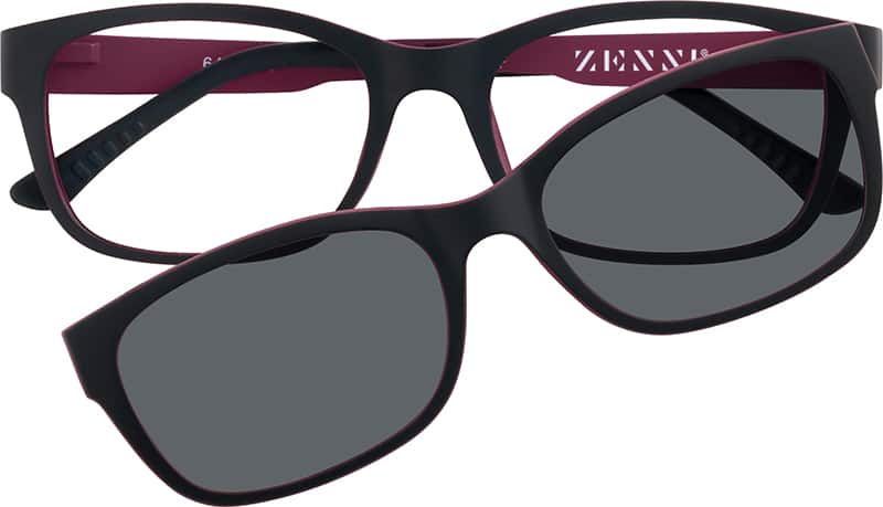 Black Square Eyeglasses with Magnetic Snap-On Shades #64995 | Zenni ...