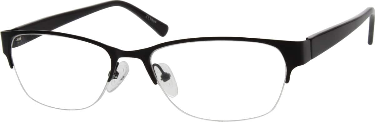 Black Stainless Steel Half-Rim Frame with Acetate Temples #6731 | Zenni ...