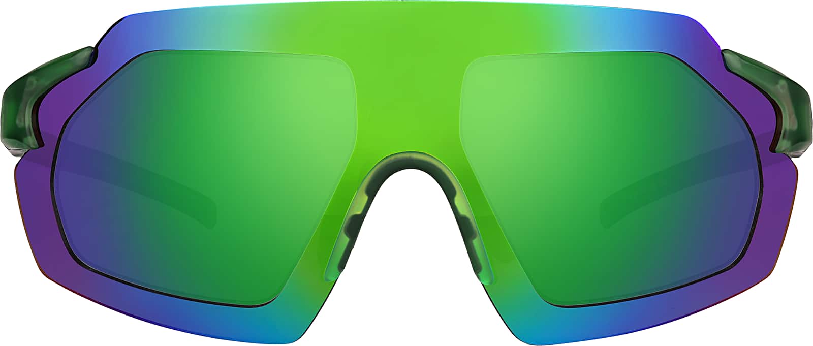 Green with Green Mirror Zunnies - Wrap-Around Shield Sunglasses ...
