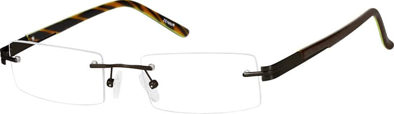 Brown Titanium Rimless Glasses #136015 | Zenni Optical