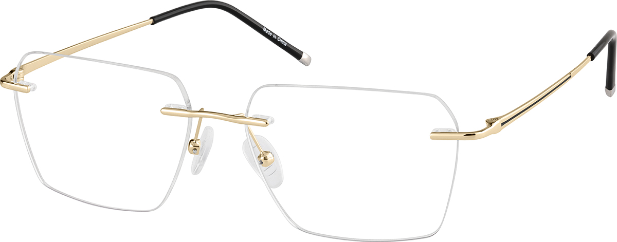 Gold Customizable Square Rimless Glasses #416114 | Zenni Optical