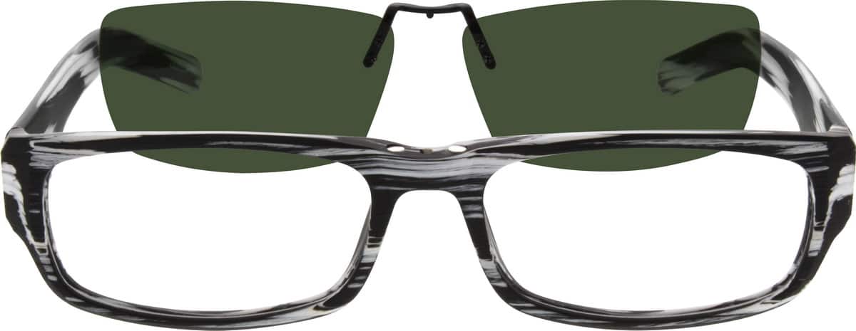 Black Acetate Full-Rim Frame with Polarized Magnetic Snap-on Sunlens ...