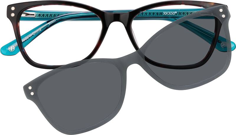 Tortoiseshell Rectangle Magnetic Snap-On Set #503825 | Zenni Optical