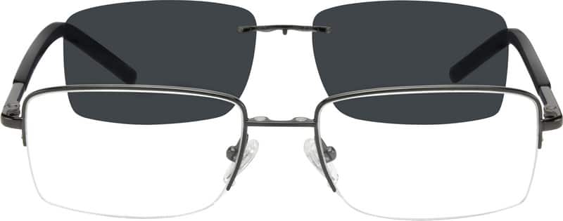 Gray Pure Titanium Spring Hinge Half Rim Frame with Polarized Magnetic ...