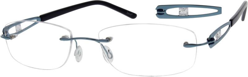 Blue Titanium Rimless Glasses #523516 | Zenni Optical