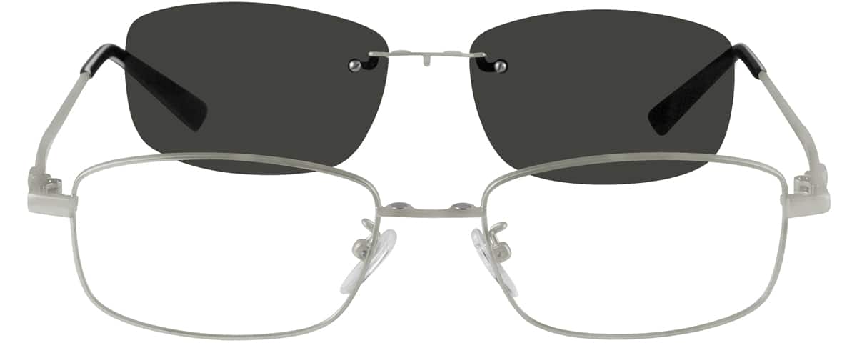 Silver Metal Alloy Frame with Polarized Magnetic Snap-on Sunlens ...