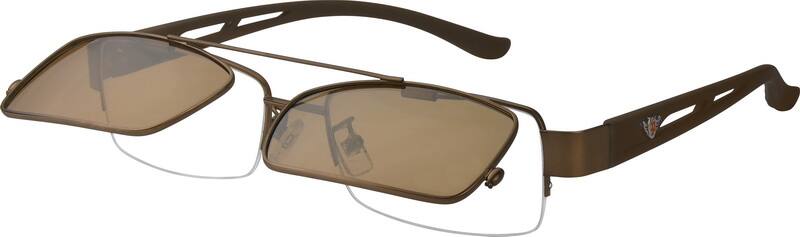 Brown Stainless Steel Half Rim Frame with Sunlens and Flexible Plastic ...
