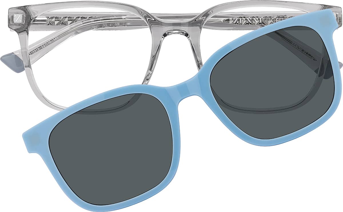 Gray Square Clip-on Sunglasses #99117912 | Zenni Optical